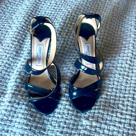 Jimmy Choo | Shoes | Patent Leather Navy Jimmy Choo Heels Size 392 ...